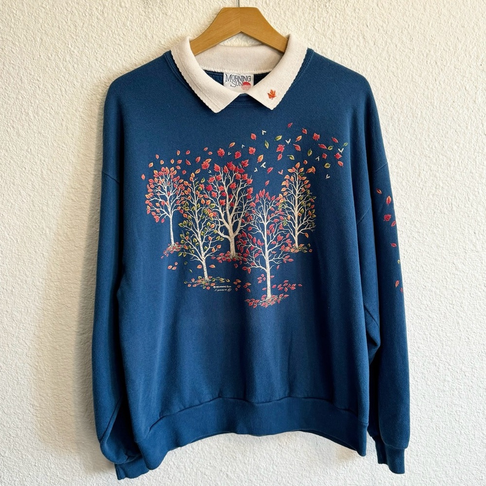 Vintage Morning Sun Halloween Fall Leaves Graphic Cre… - Gem